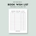 Book Buying Wish List, Reading Wish List, Reading Journal, Books Wish ...