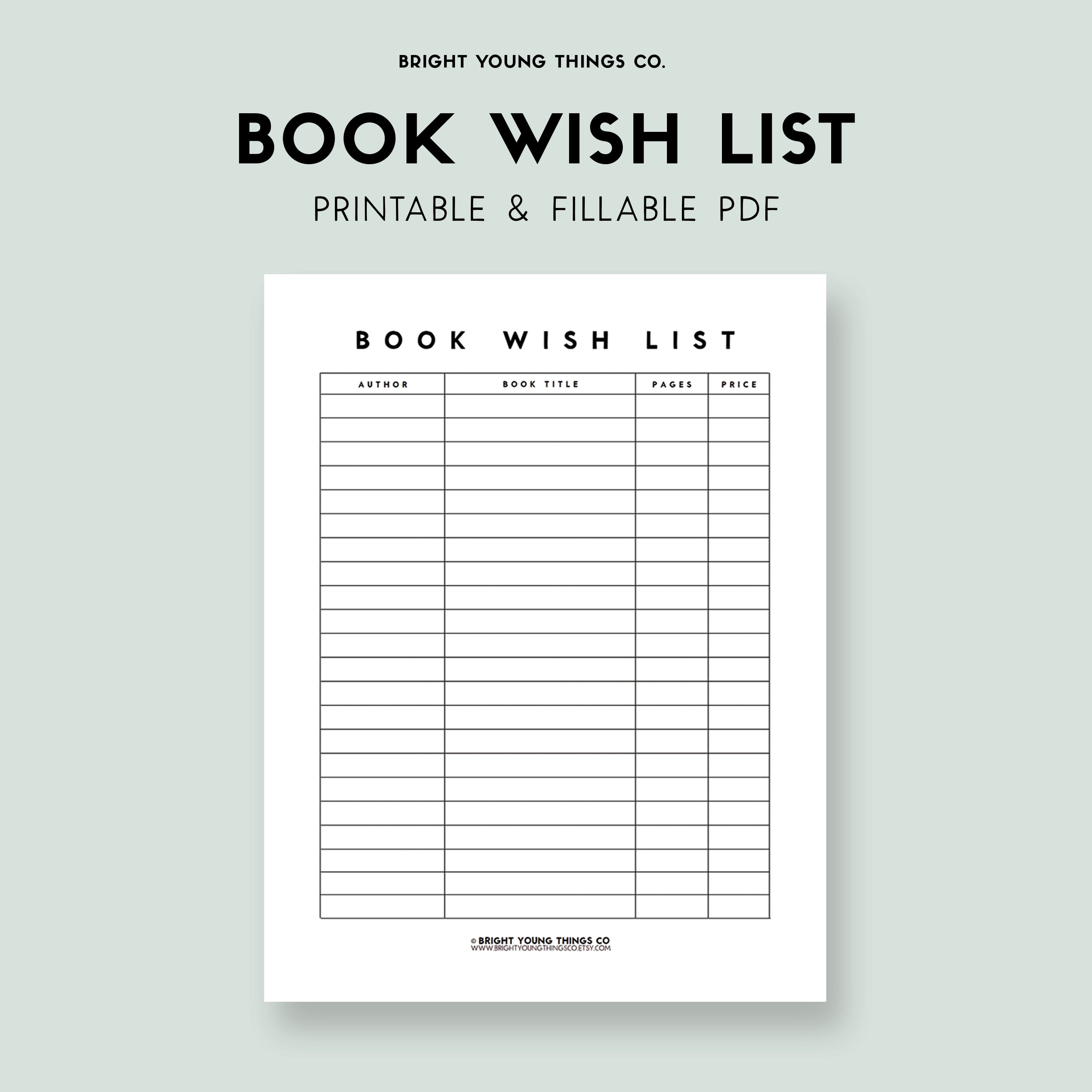 Book Basic Printable List