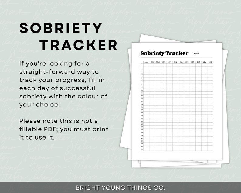 Simple Sobriety Tracker Printable Sobriety Tracker Habit Tracker