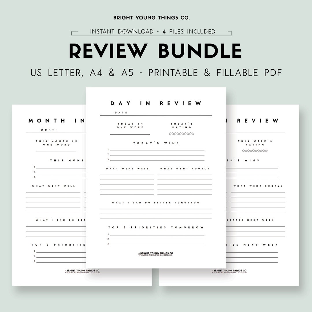 Daily Reflection Printable, Weekly Reflection Journal Printable ...