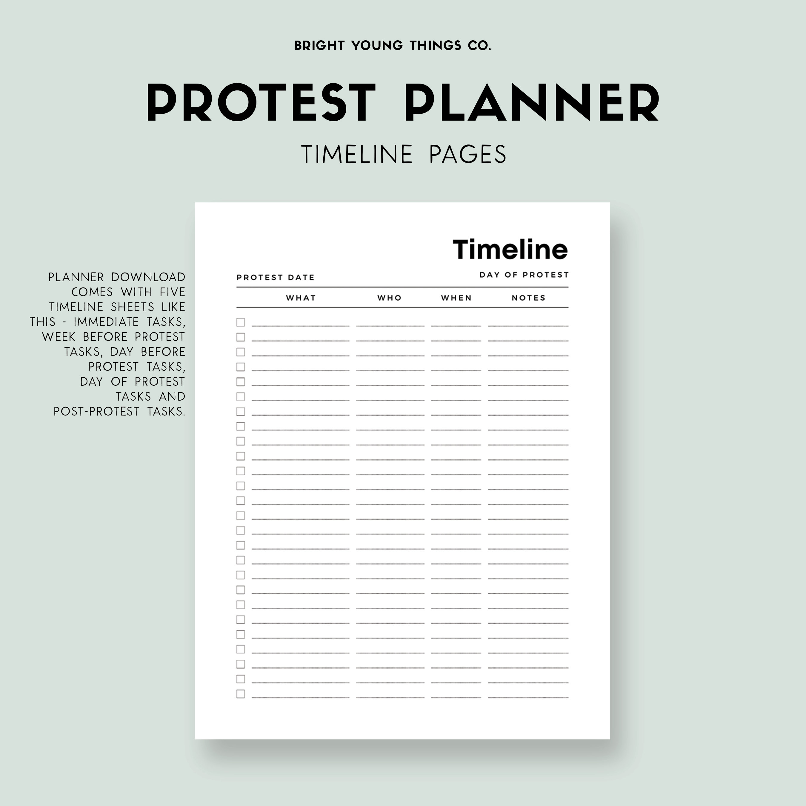 Printable Protest Planner, Protest Plan, Social Justice Protest ...