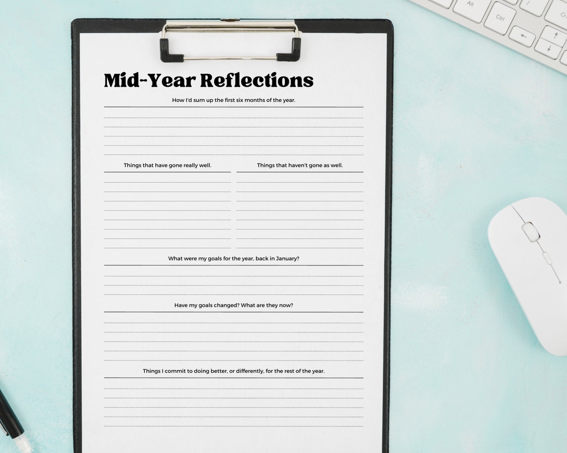 Mid-year Reflection Review Worksheet, Personal Growth Worksheet ...