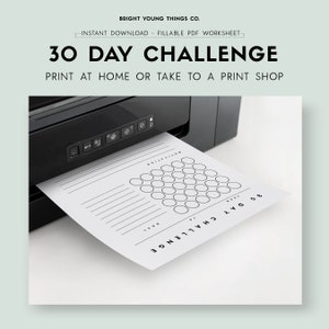 30 Day Challenge Printable PDF, 30 Day Challenge Fillable PDF Worksheet ...