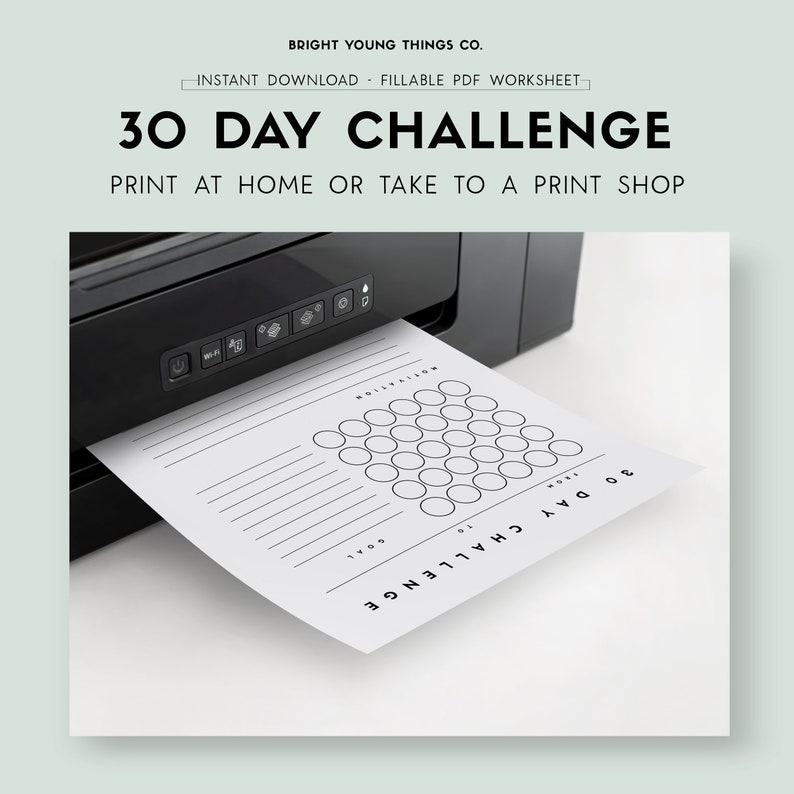 30 Day Challenge Printable PDF, 30 Day Challenge Fillable PDF Worksheet ...