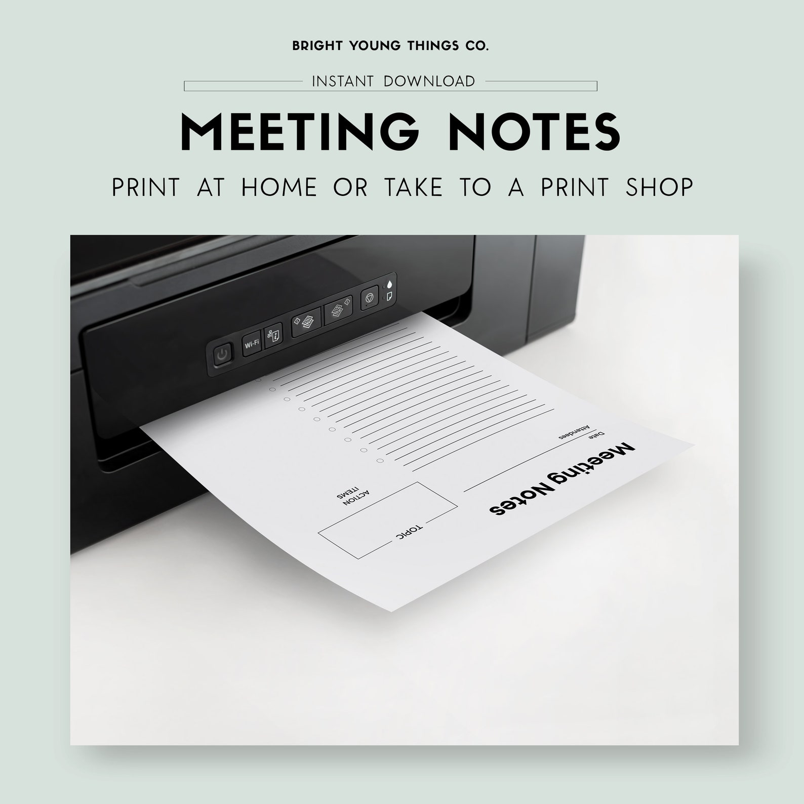 Meeting Notes Template, Printable Meeting Notes Worksheet, Meeting ...