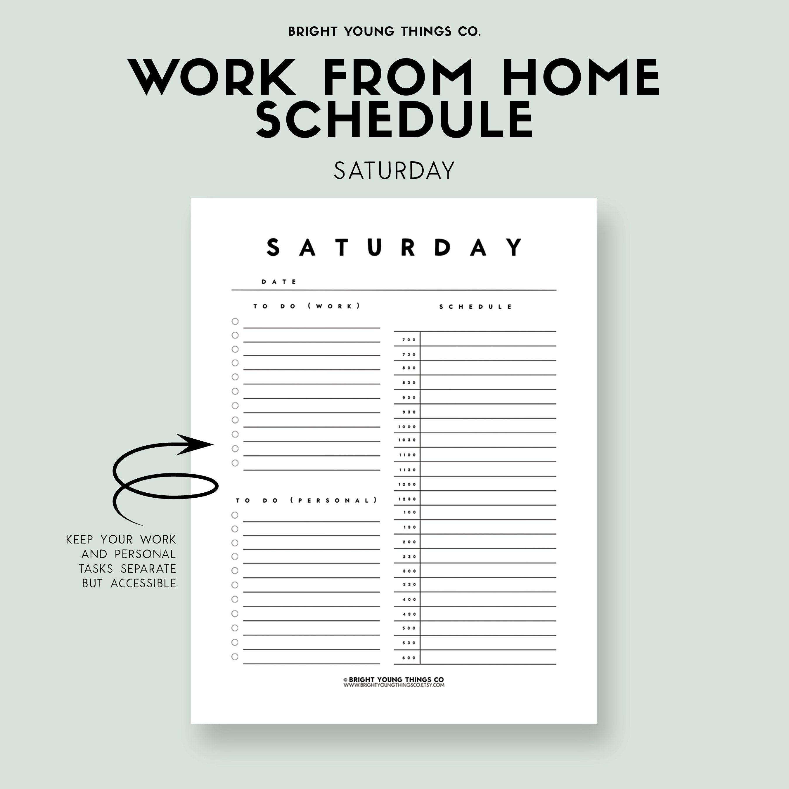 Work From Home Planner Printable, Personal Daily Planner, Productivity ...