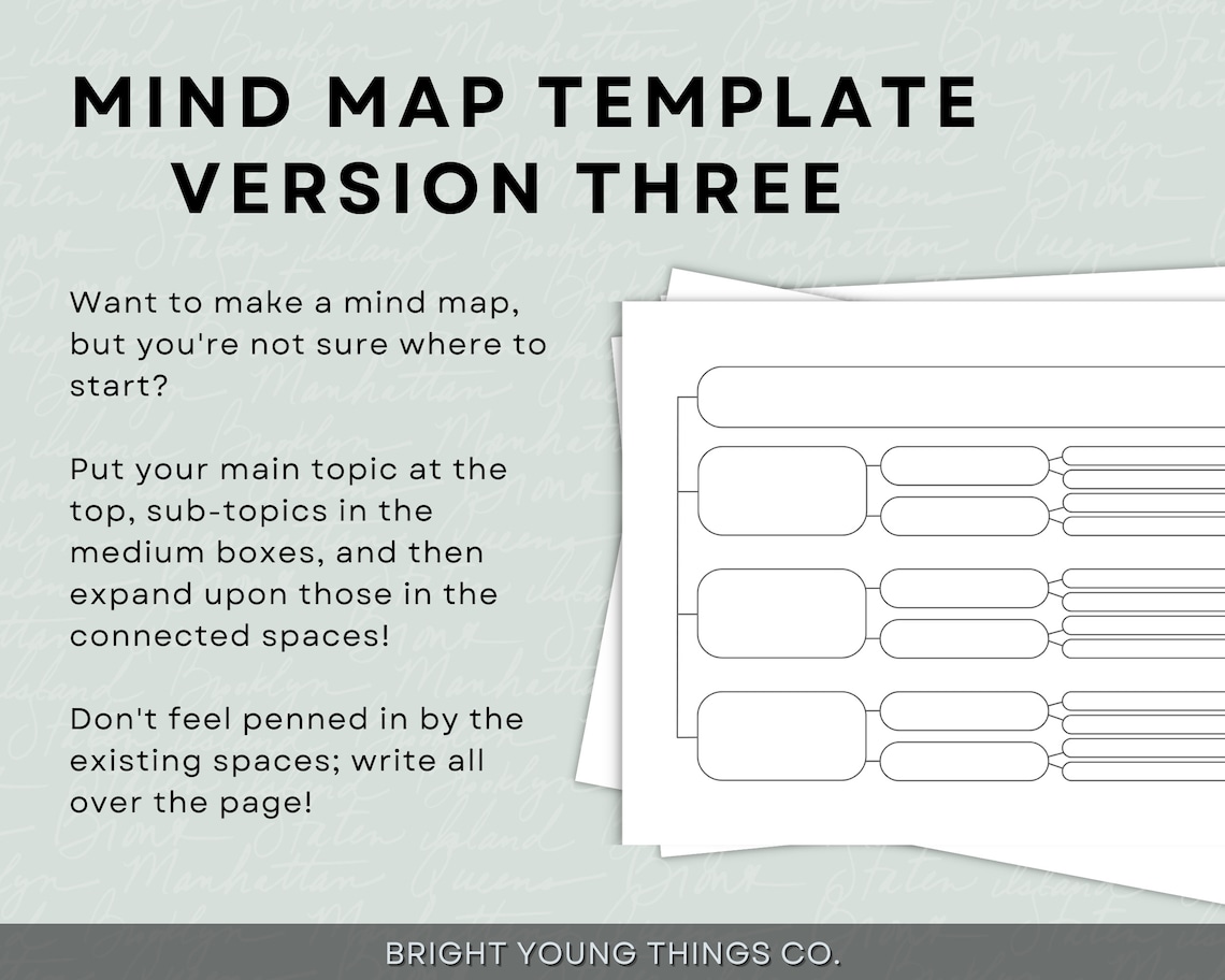 Mind Mapping Template Printable Mind Map Planners Mind Map - Etsy Canada