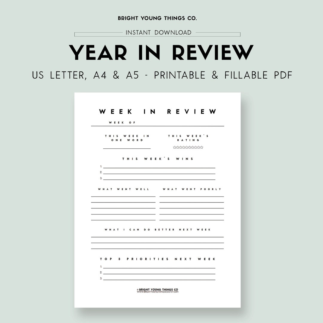 Yearly Review, Self Reflection Journal, Self Reflection Worksheets ...