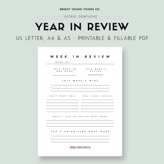 Yearly Review Self Reflection Journal Self Reflection | Etsy