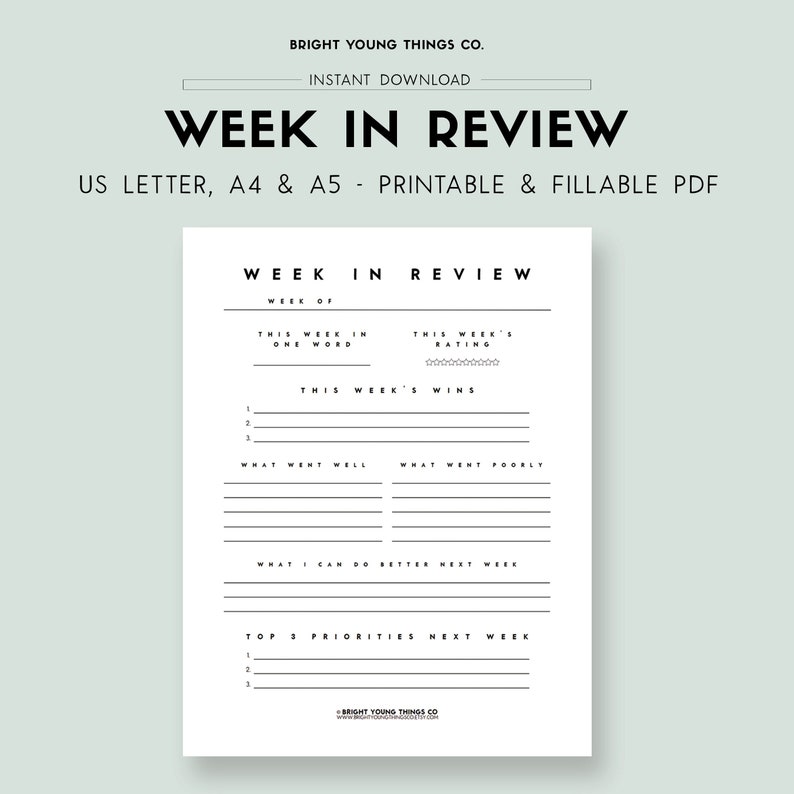 Weekly Reflection Journal Printable, Self Reflection Journal, Self ...