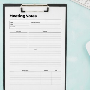 Meeting Notes Printable Template, Meeting Minutes, Office Meeting Notes ...