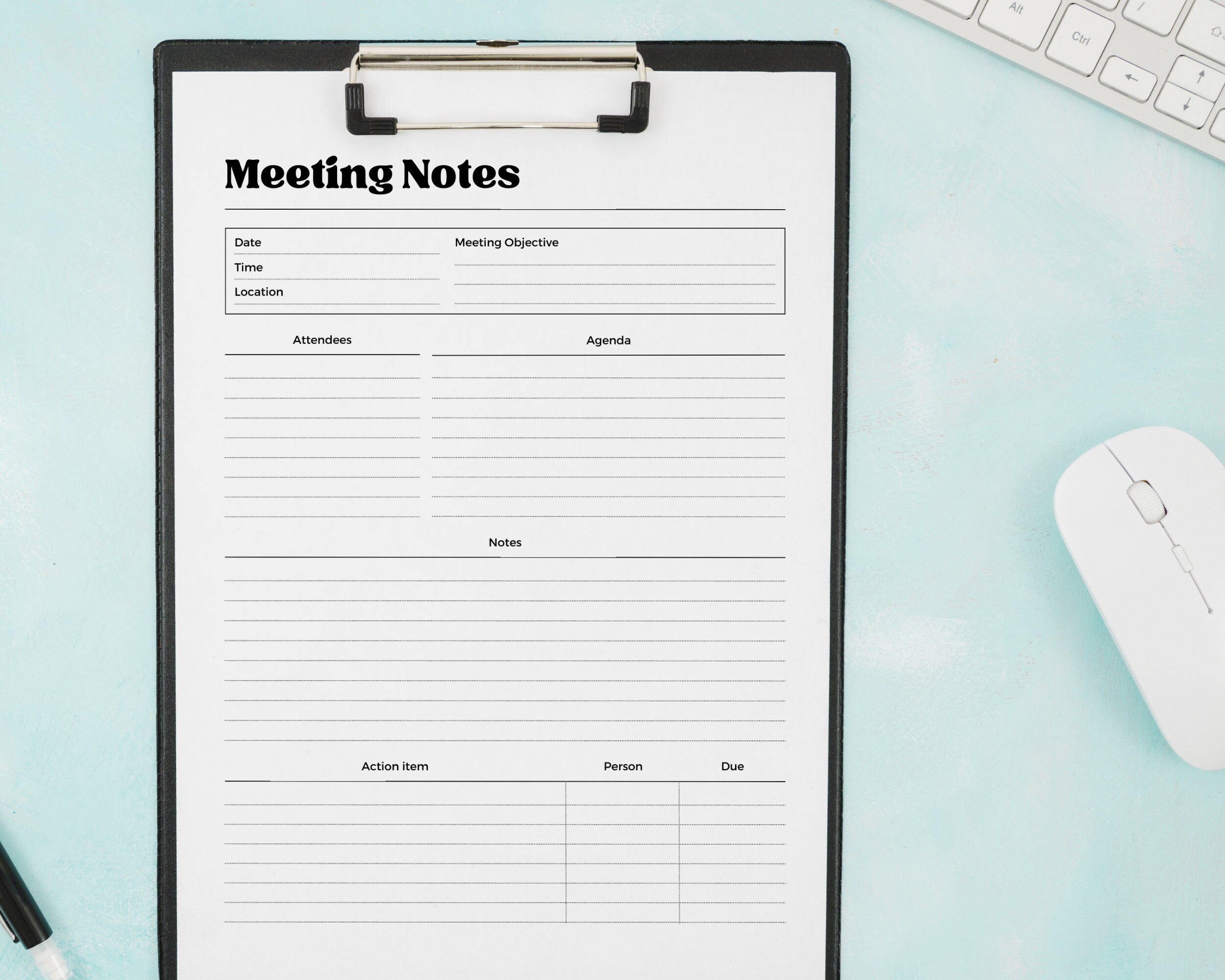 Meeting Notes Printable Template, Meeting Minutes, Office Meeting Notes ...