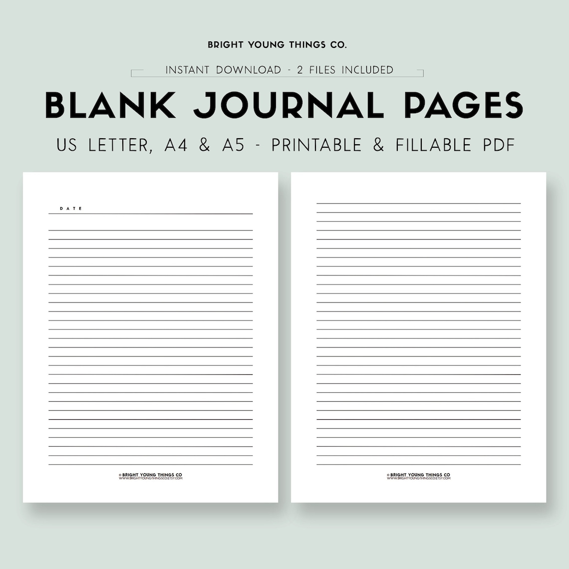Blank Journal Page Printable, Journal Page Printable, Lined Sheets ...