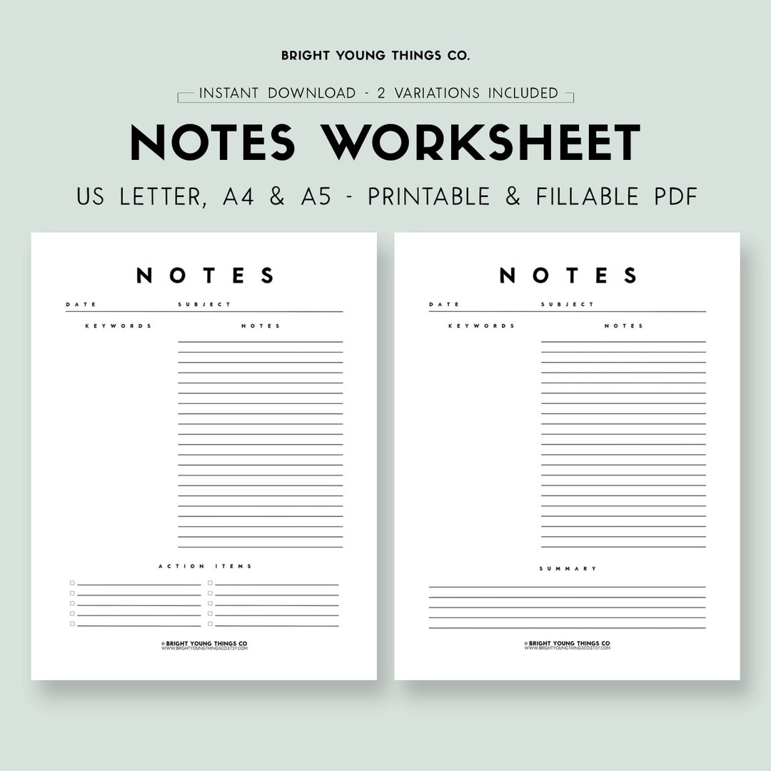 Note Template Printable Note Taking Template Printable Note - Etsy