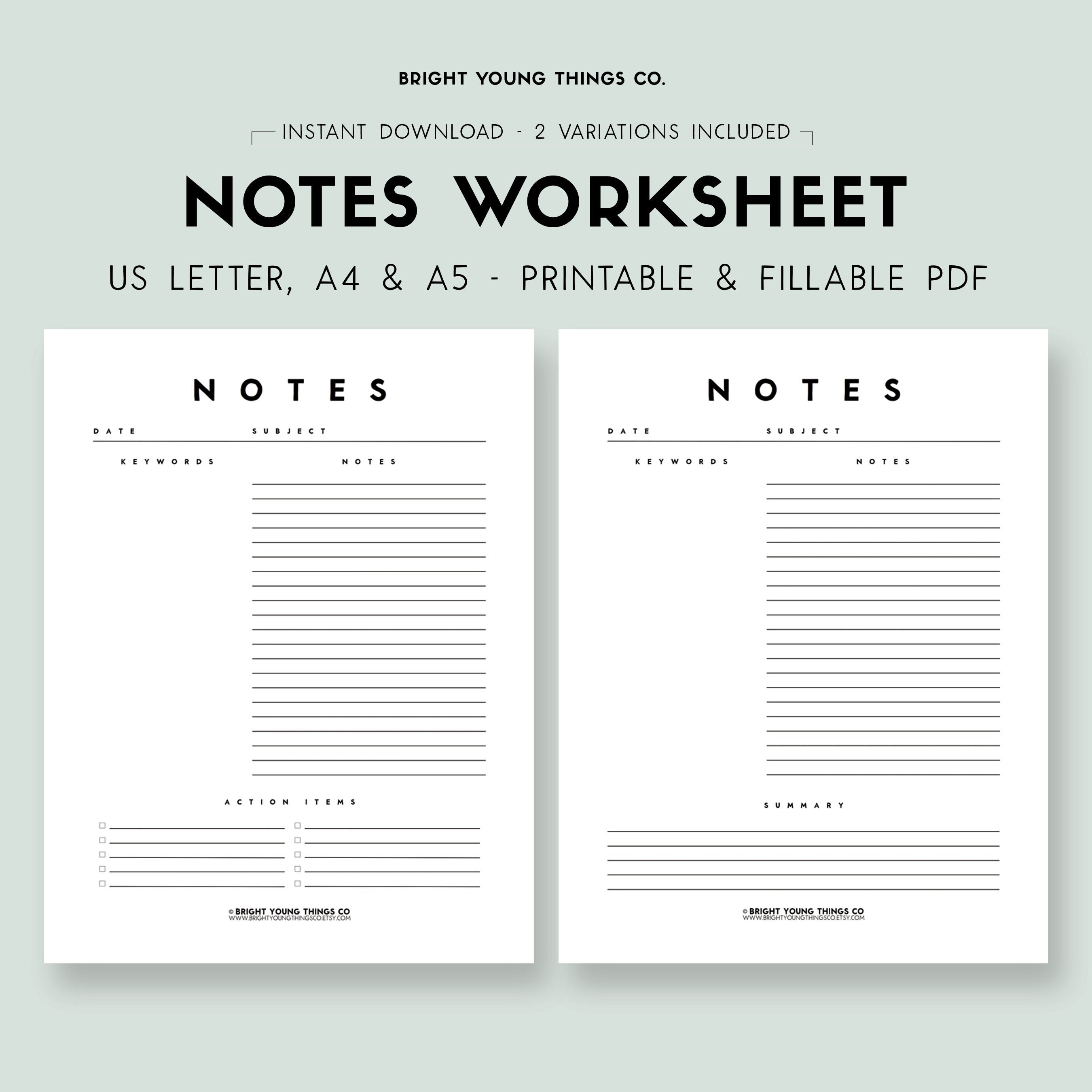 Note Template Printable Note Taking Template Printable Note - Etsy