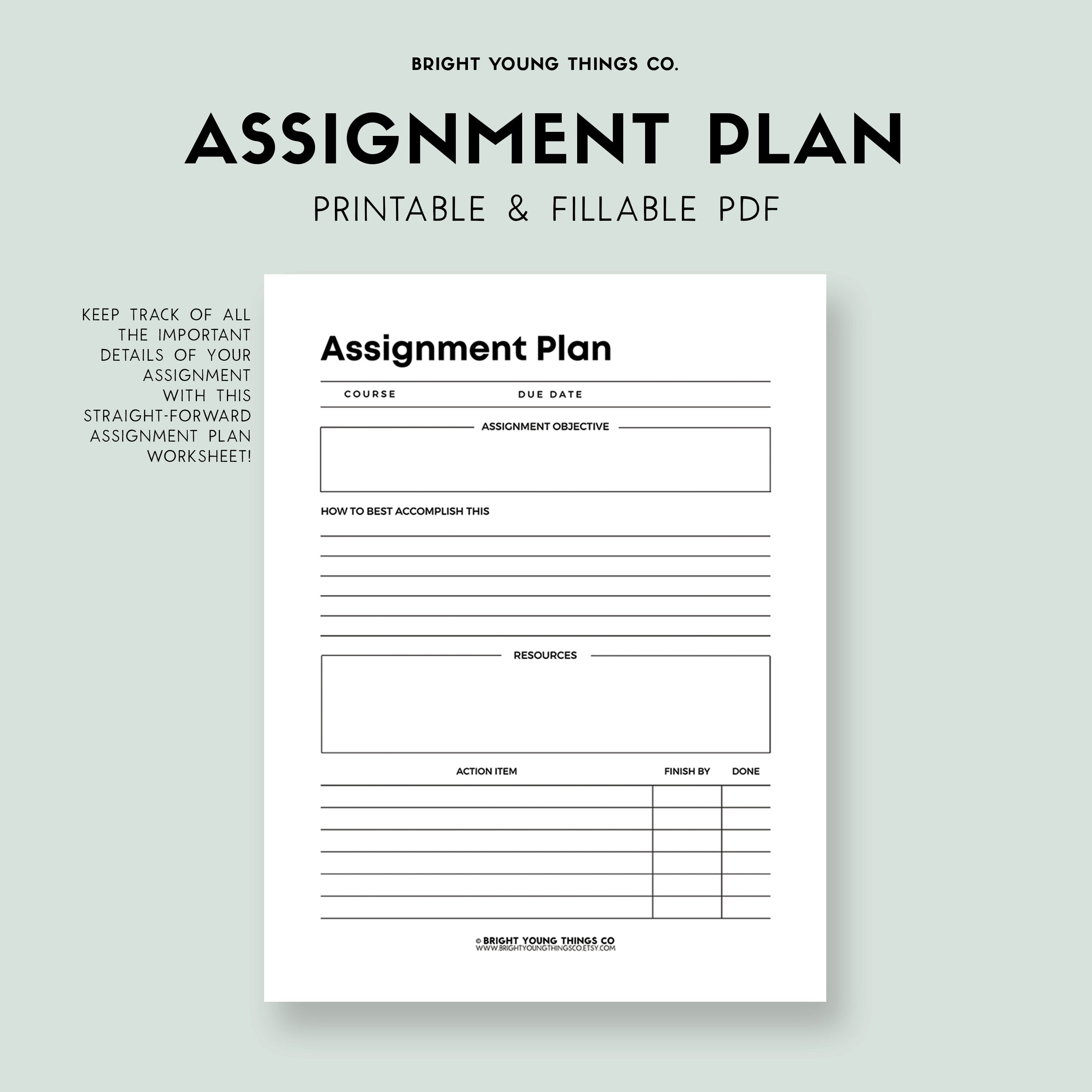 Student Assignment Planner, Printable Assignment Planner Worksheet ...