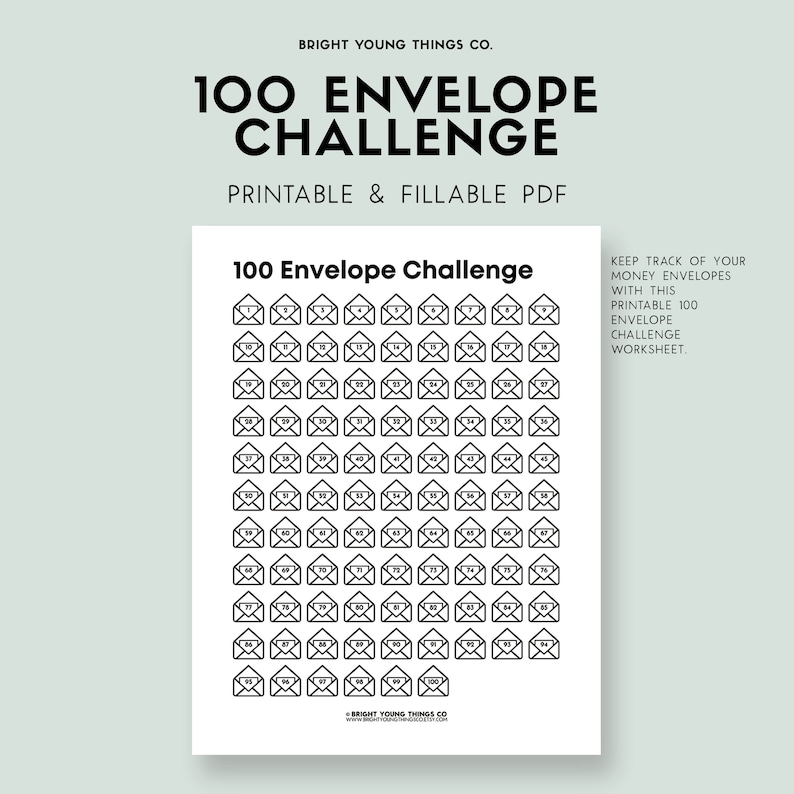 100 Envelope Challenge Tracker Printable, Savings Tracker PDF, Savings Challenge PDF, Printable ...