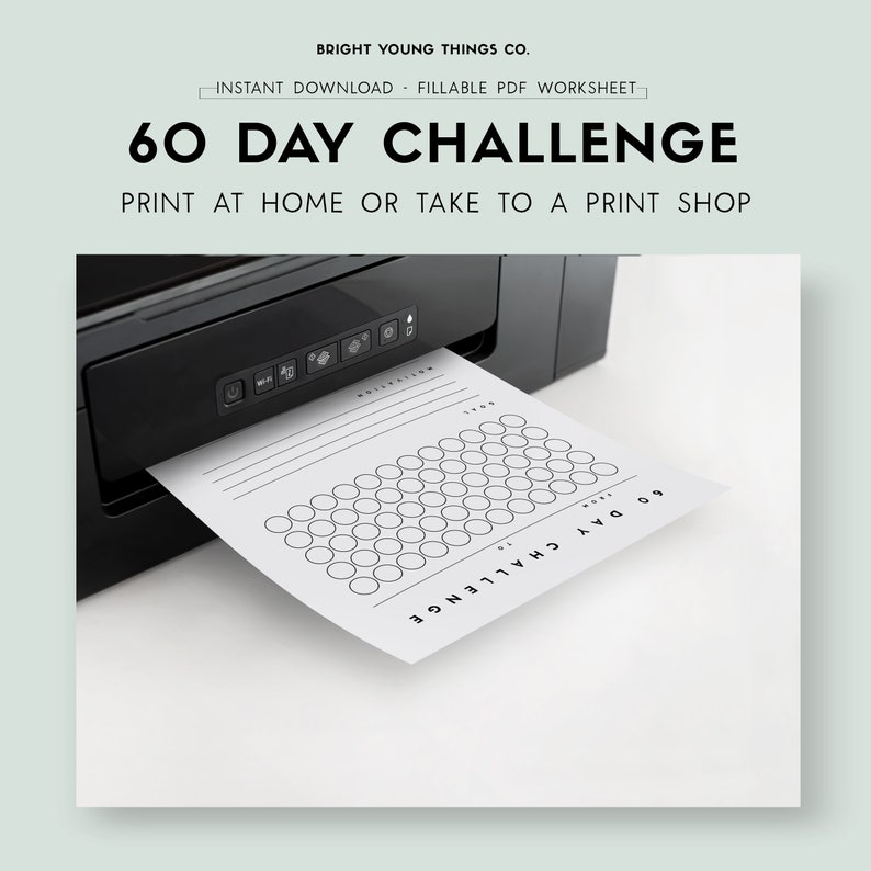 60 Day Challenge Printable PDF, 60 Day Challenge Fillable PDF Worksheet ...