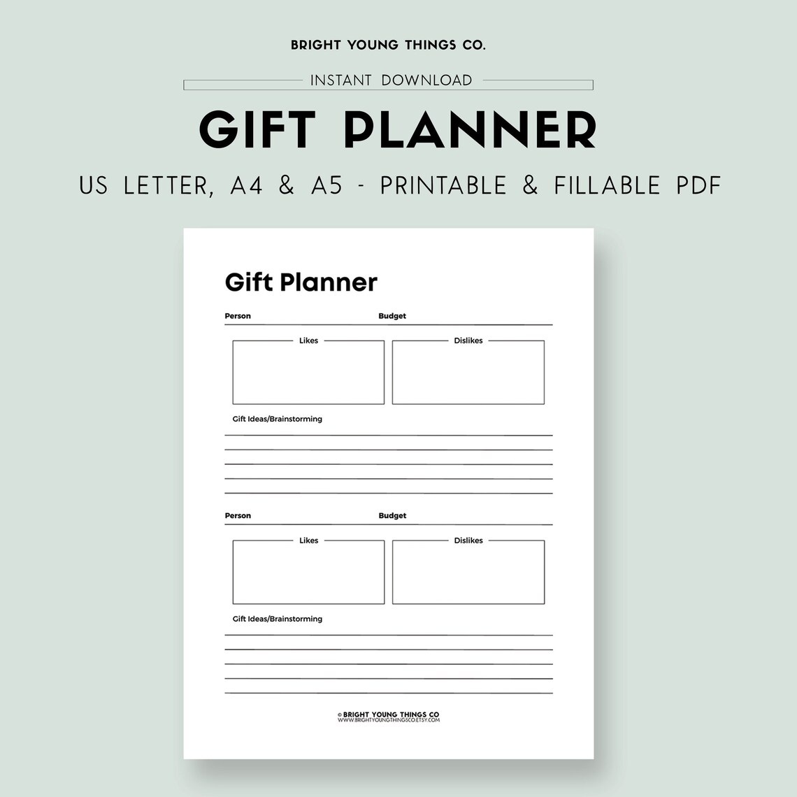 Gift Planner Printable, Christmas Gift Planner, Birthday Gift Planner ...