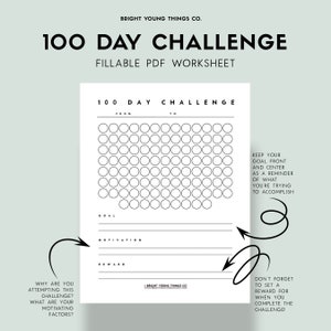 100 Day Challenge Printable PDF, 100 Day Challenge Fillable PDF ...