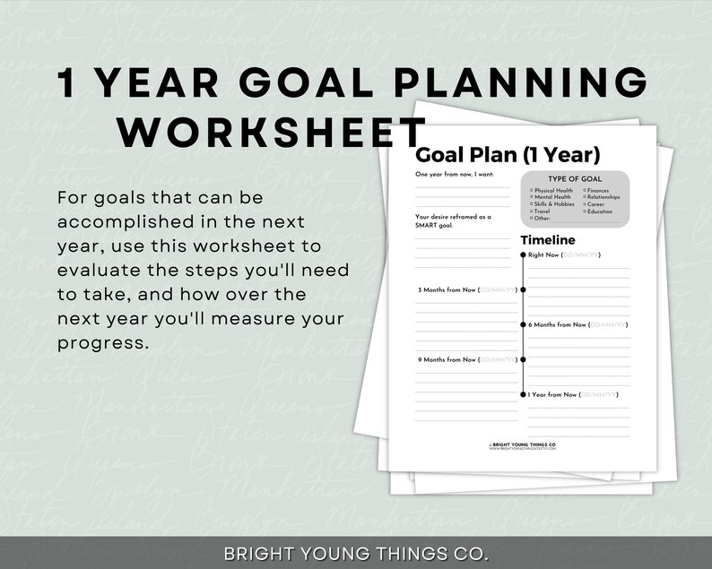 Goal Planning Worksheet Printable, Life Plan Worksheet Printable, SMART ...