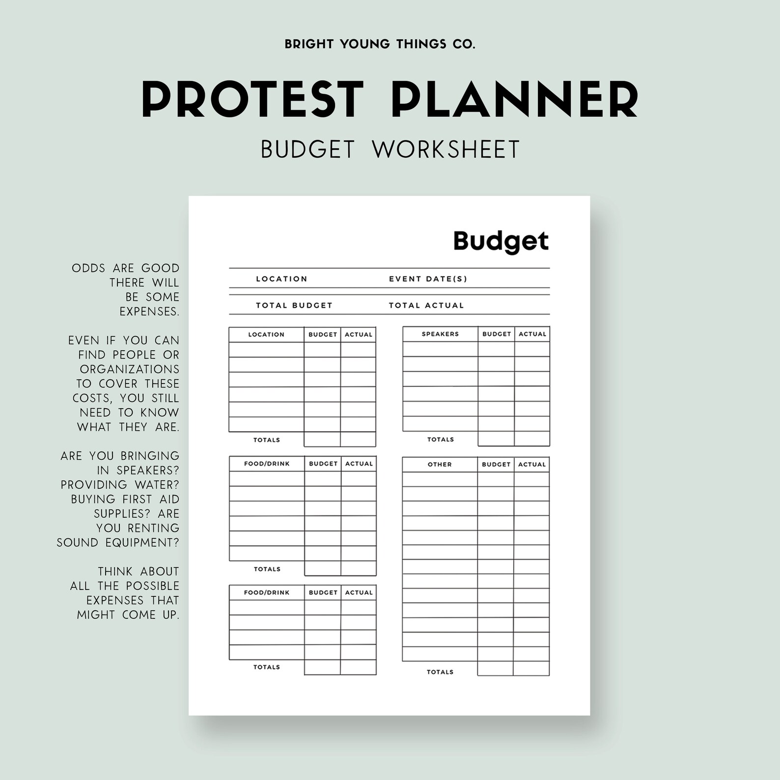 Printable Protest Planner, Protest Plan, Social Justice Protest ...