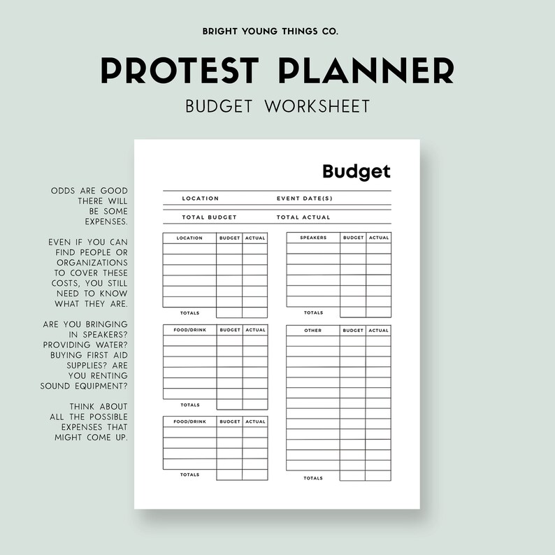 Printable Protest Planner, Protest Plan, Social Justice Protest ...