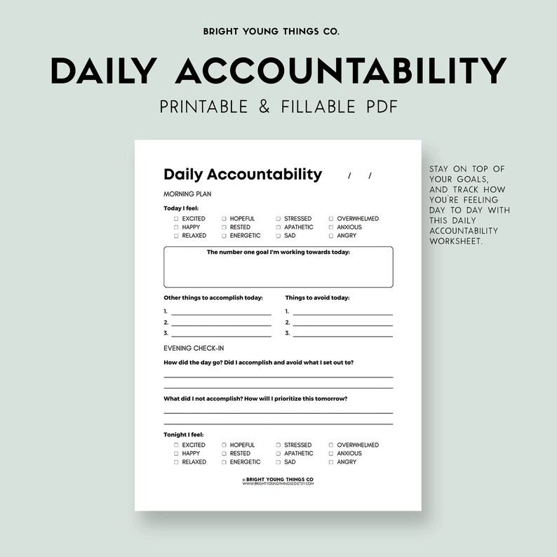 Daily Check in Journal Page Printable, Printable Journal Page, Daily ...