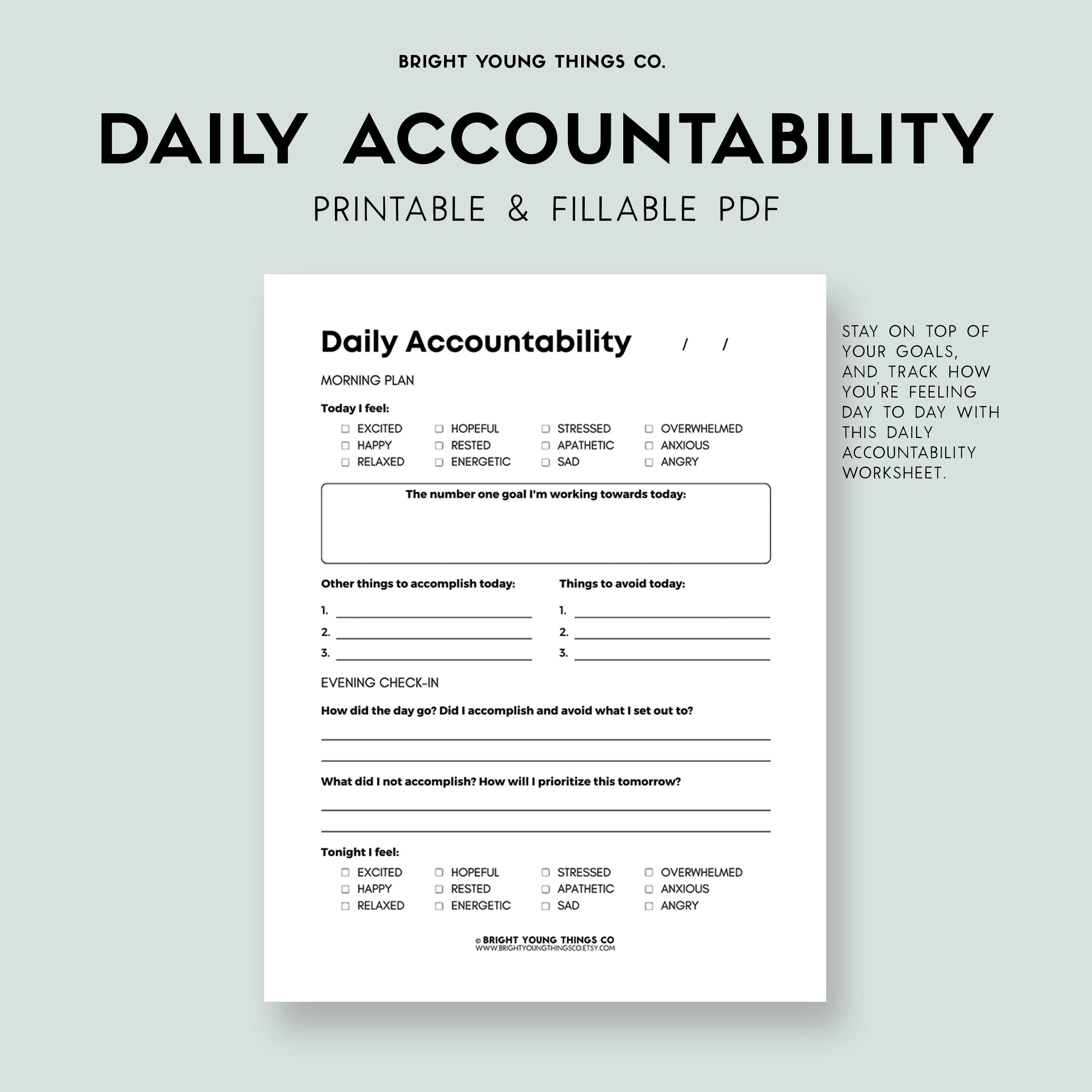 Daily Check in Journal Page Printable, Printable Journal Page, Daily ...