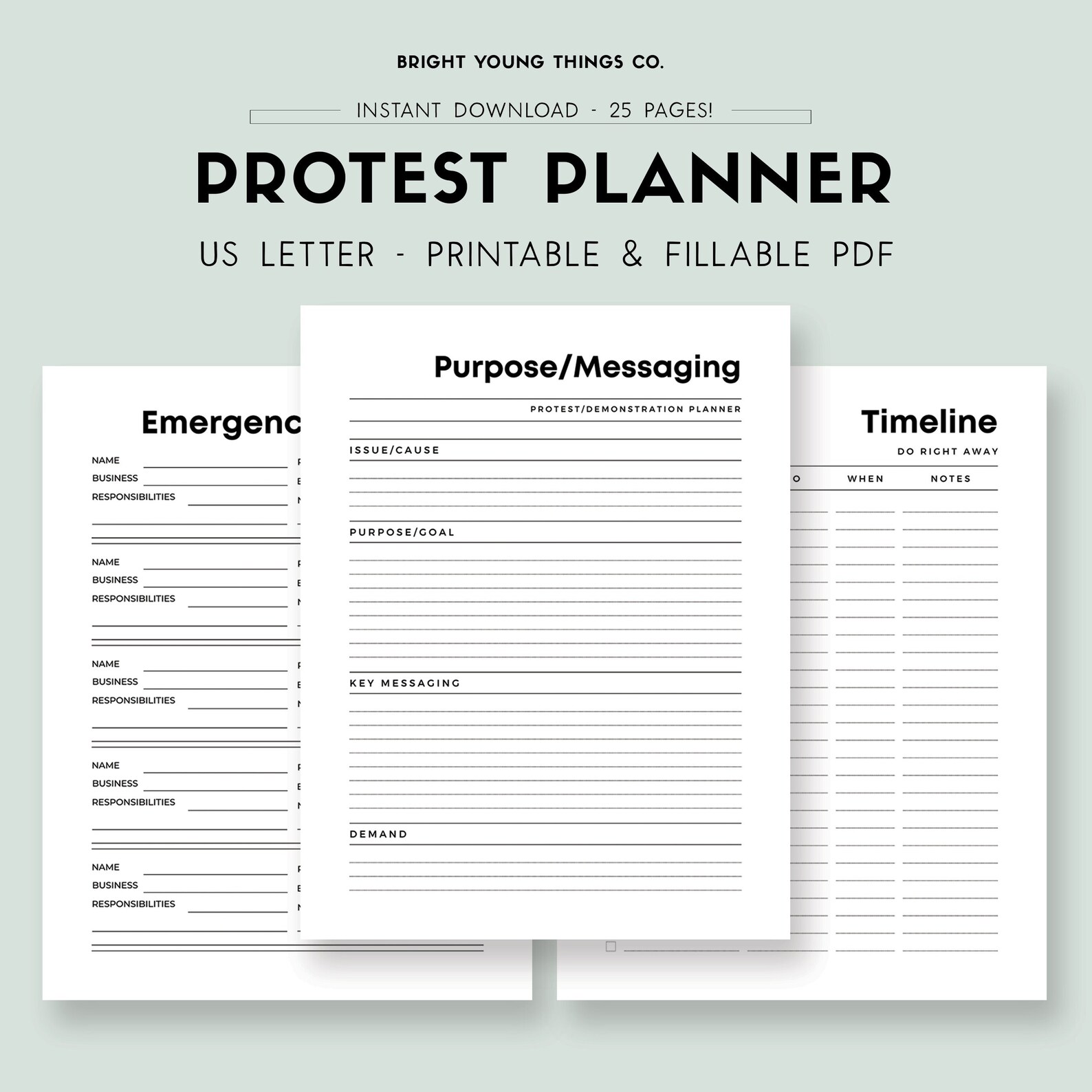 Printable Protest Planner, Protest Plan, Social Justice Protest ...
