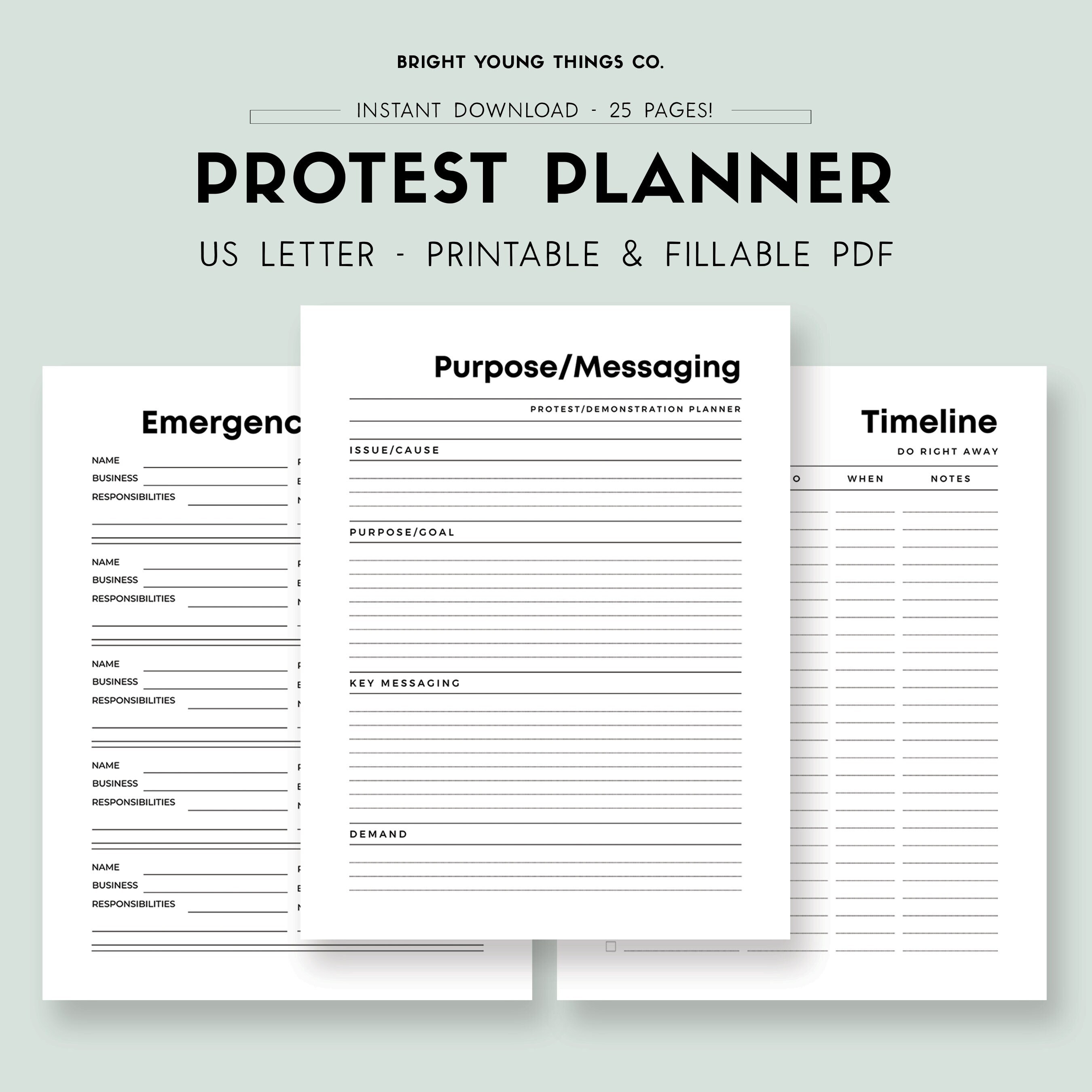 Printable Protest Planner, Protest Plan, Social Justice Protest ...