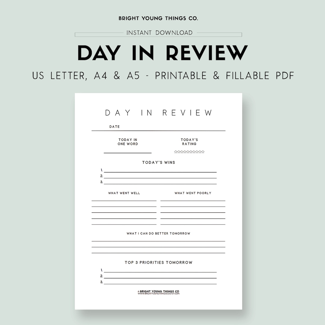 Daily Reflection Journal Printable, Daily Reflection Printable, Self ...