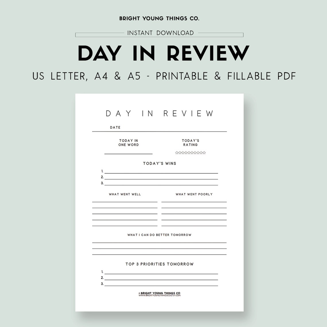 Daily Reflection Journal Printable Daily Reflection - Etsy