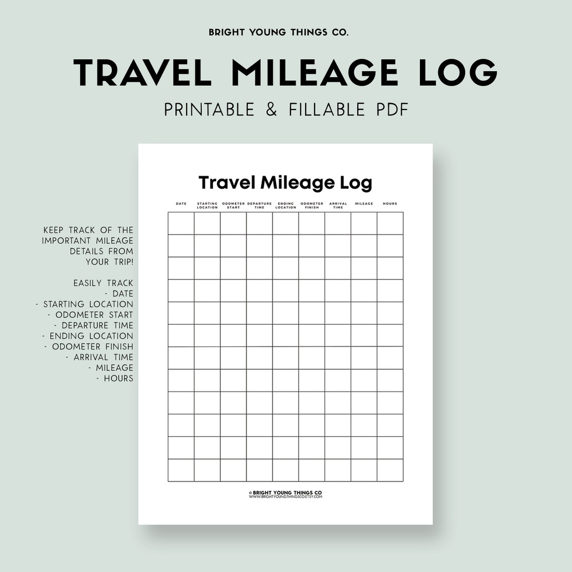Printable Mileage Log, Mileage Tracker, Printable Mileage Log, Road ...