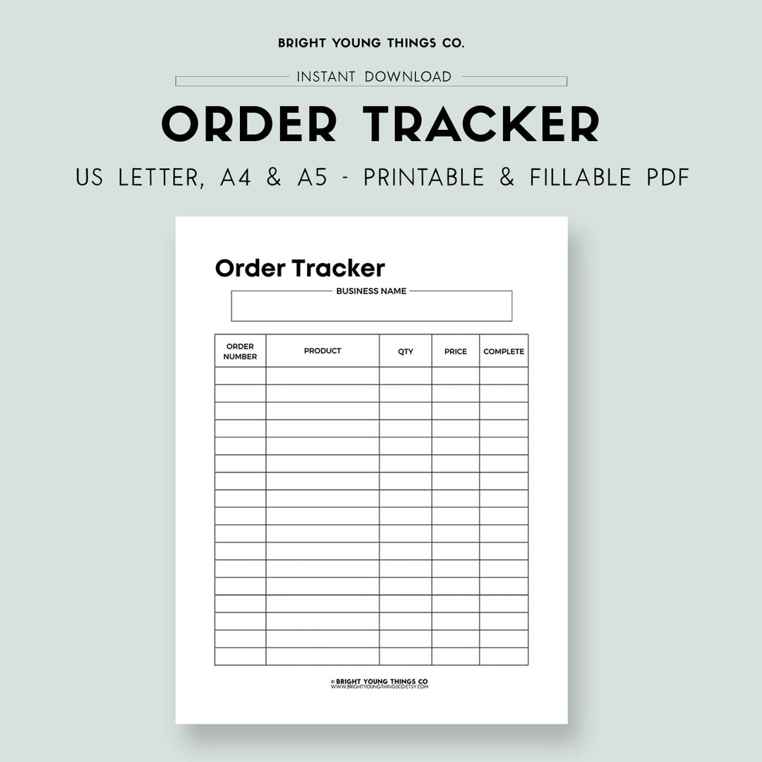 Order Tracker Printable PDF, Order Tracking, Small Business Planner ...