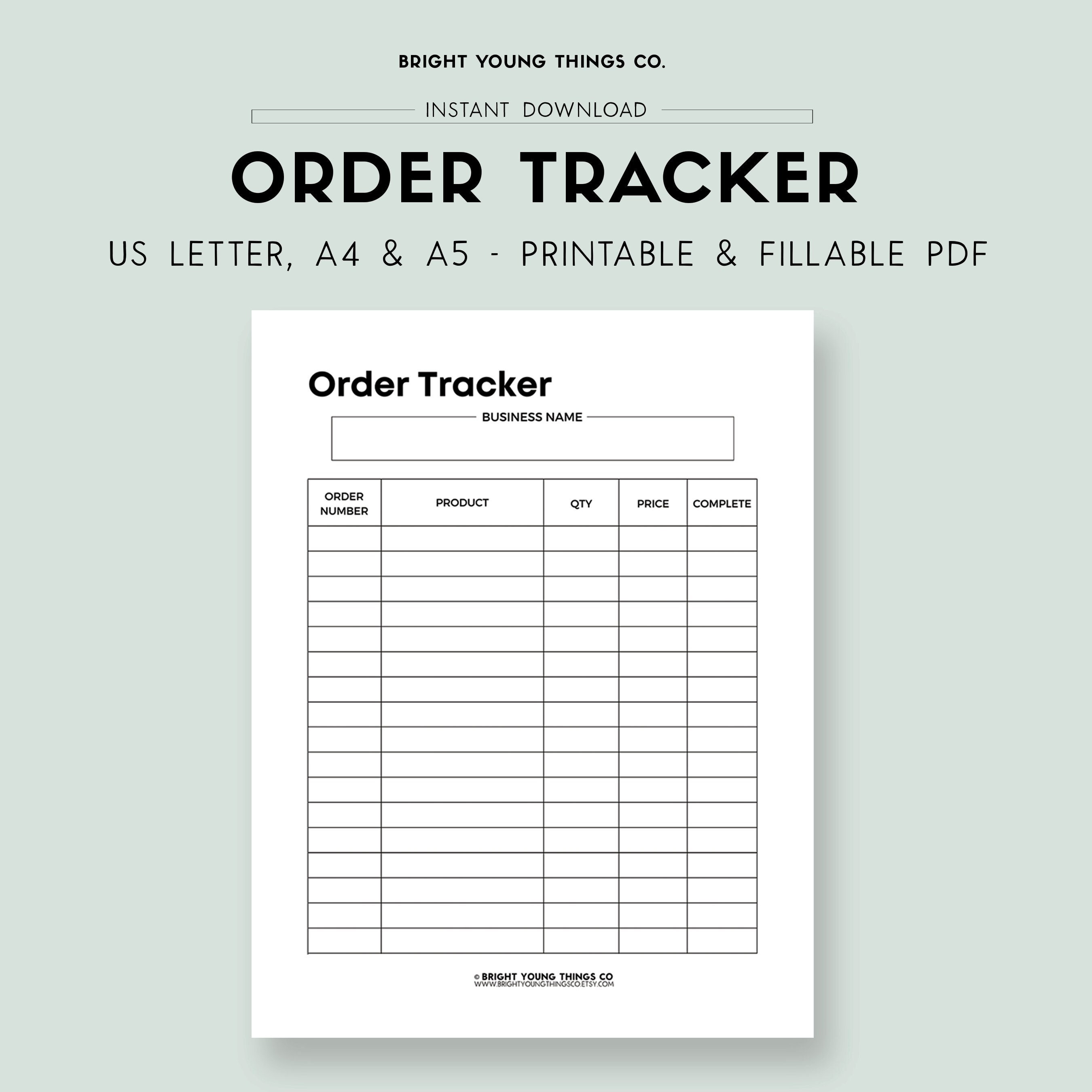 Order Tracker Printable PDF, Order Tracking, Small Business Planner ...