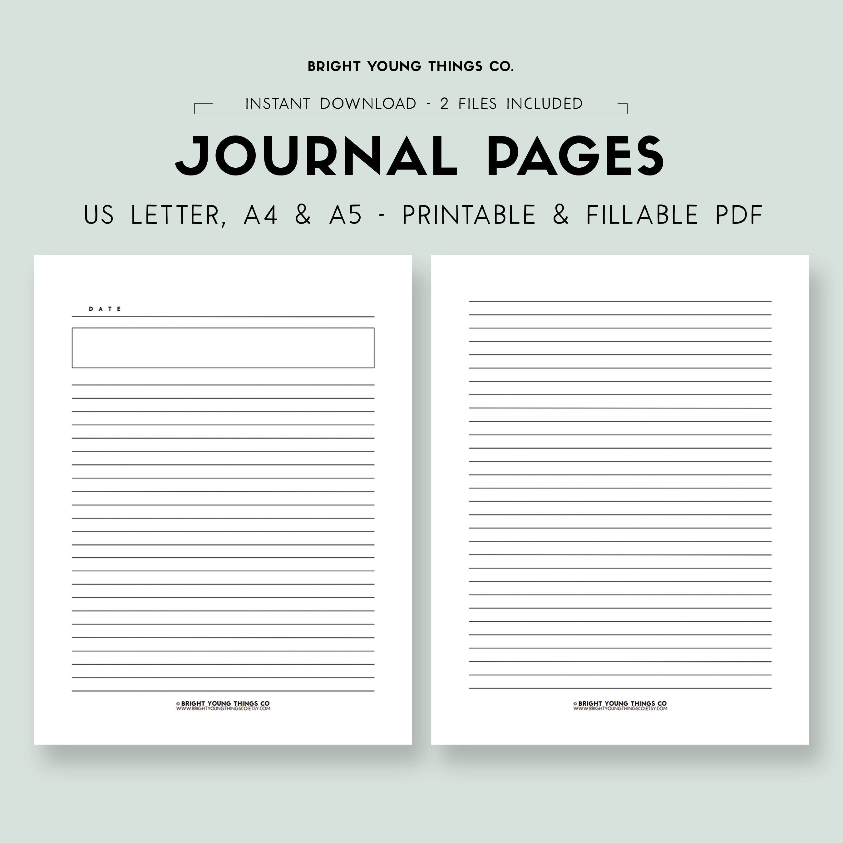 Journal Page Printable, Printable Journal Page With Space for Prompts ...
