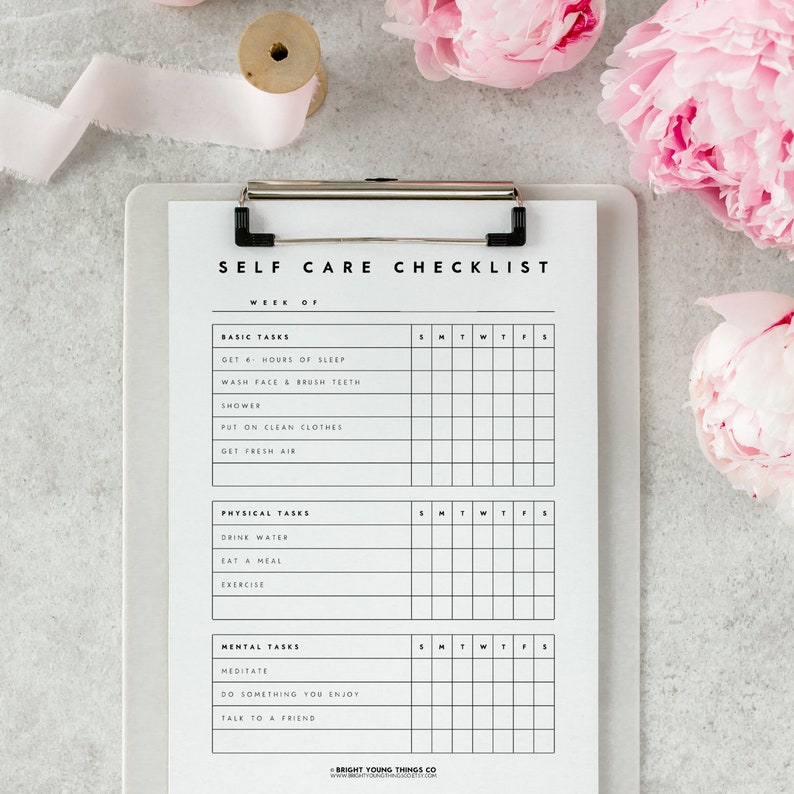 Self Care Checklist Printable, Printable Self Care Planner, Printable ...