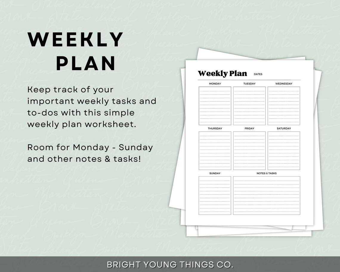 Weekly Plan Printable, Simple Weekly Plan, Printable Weekly Schedule ...