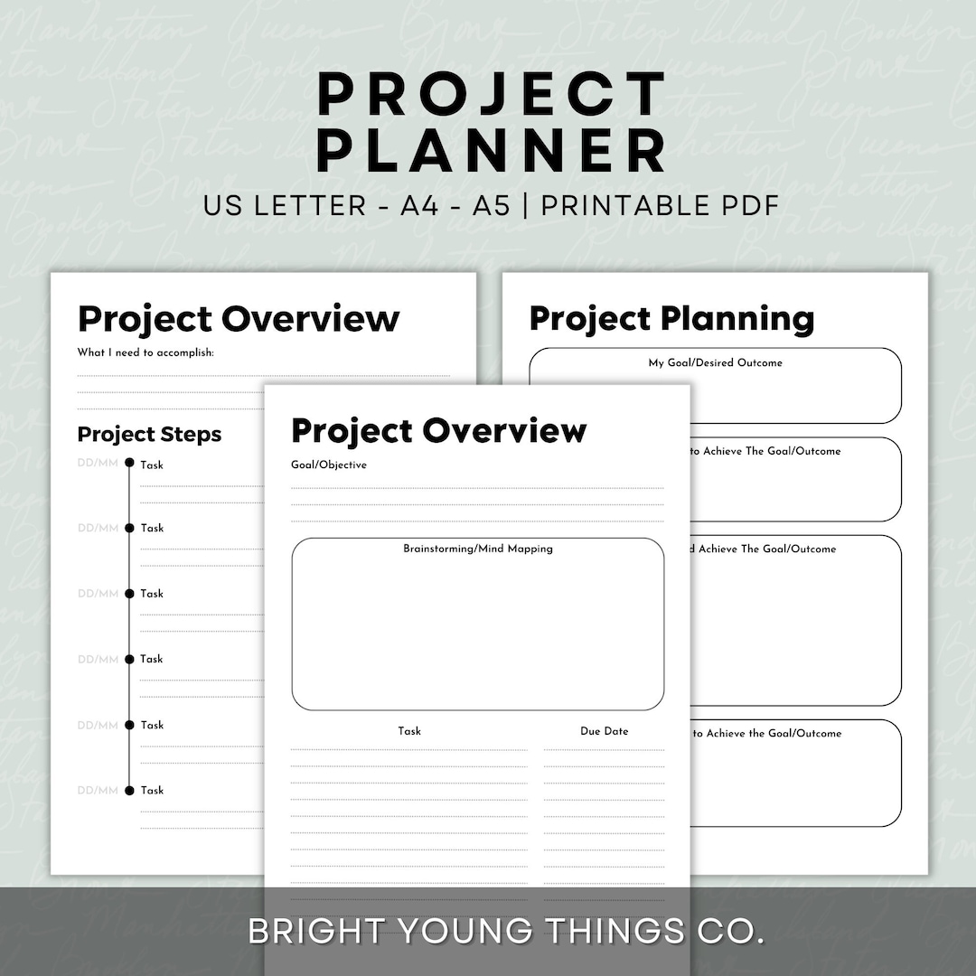 Printable Project Planner, Project Planner PDF, Productivity Worksheets ...