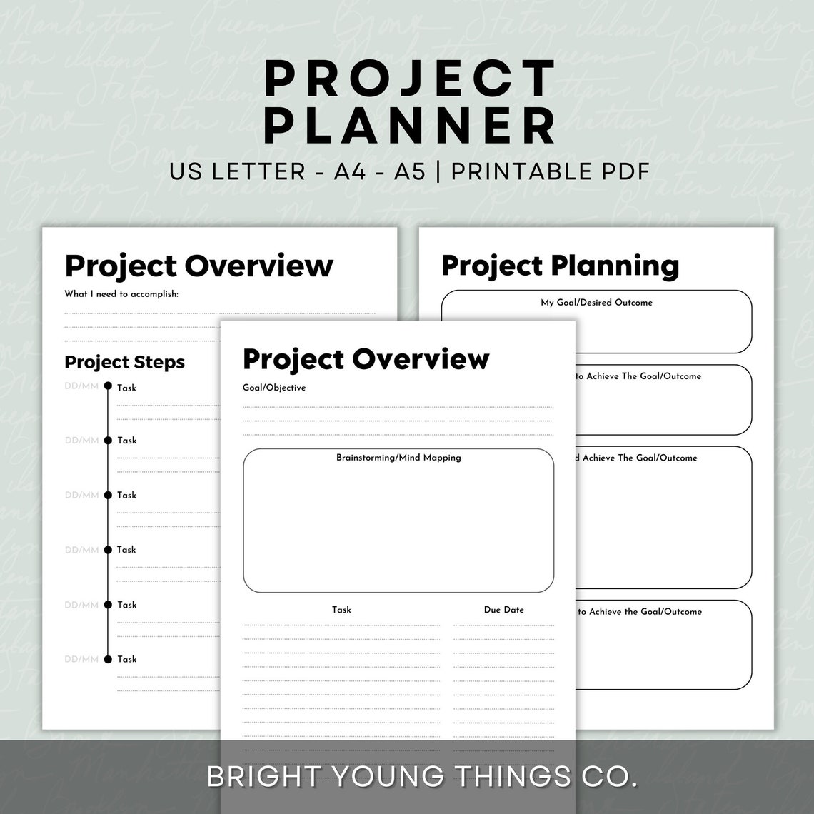 Printable Project Planner, Project Planner PDF, Productivity Worksheets ...