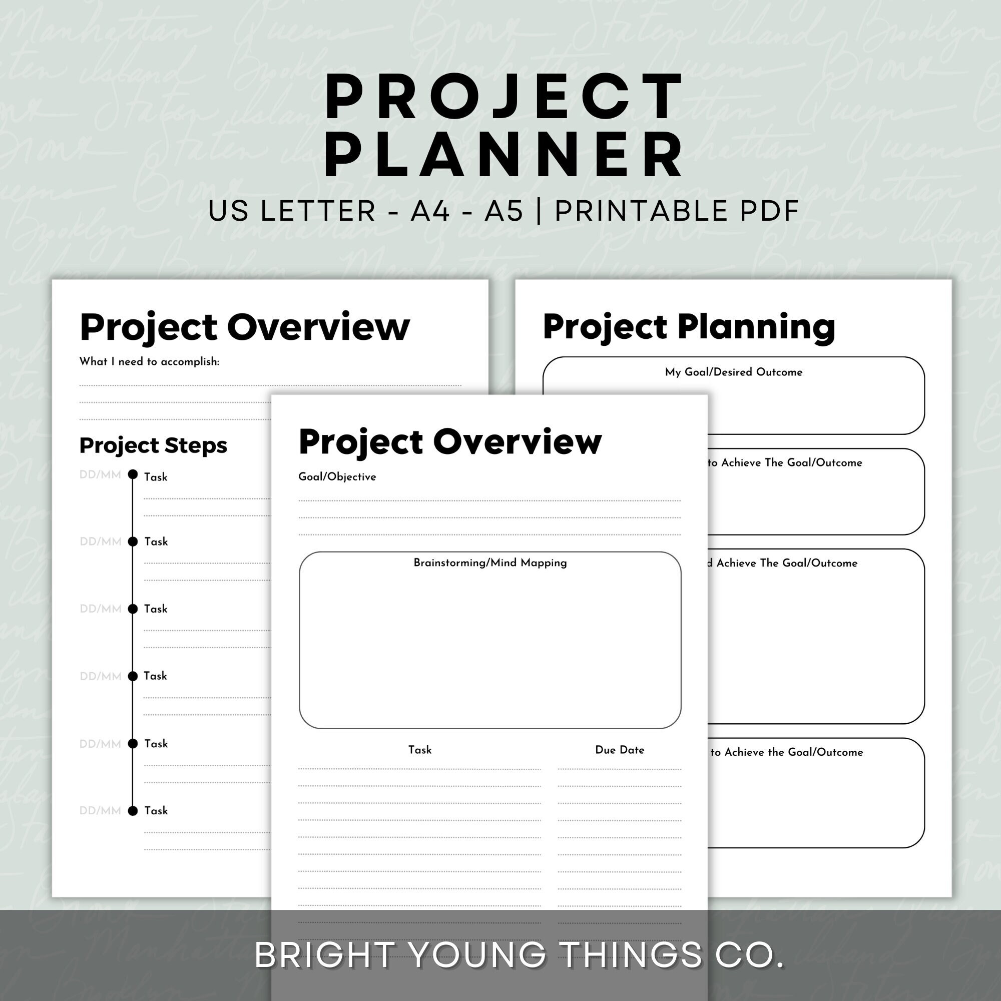 Printable Project Planner, Project Planner PDF, Productivity Worksheets ...