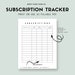 Subscription Tracker, Printable Subscription Log, Subscription Log ...