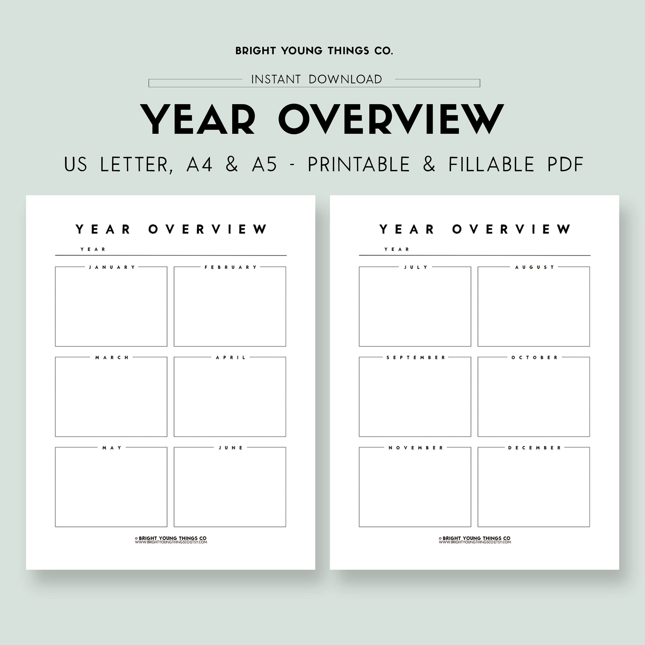 Annual Planner, Yearly Planner Printable, Undated Minimalist Planner ...