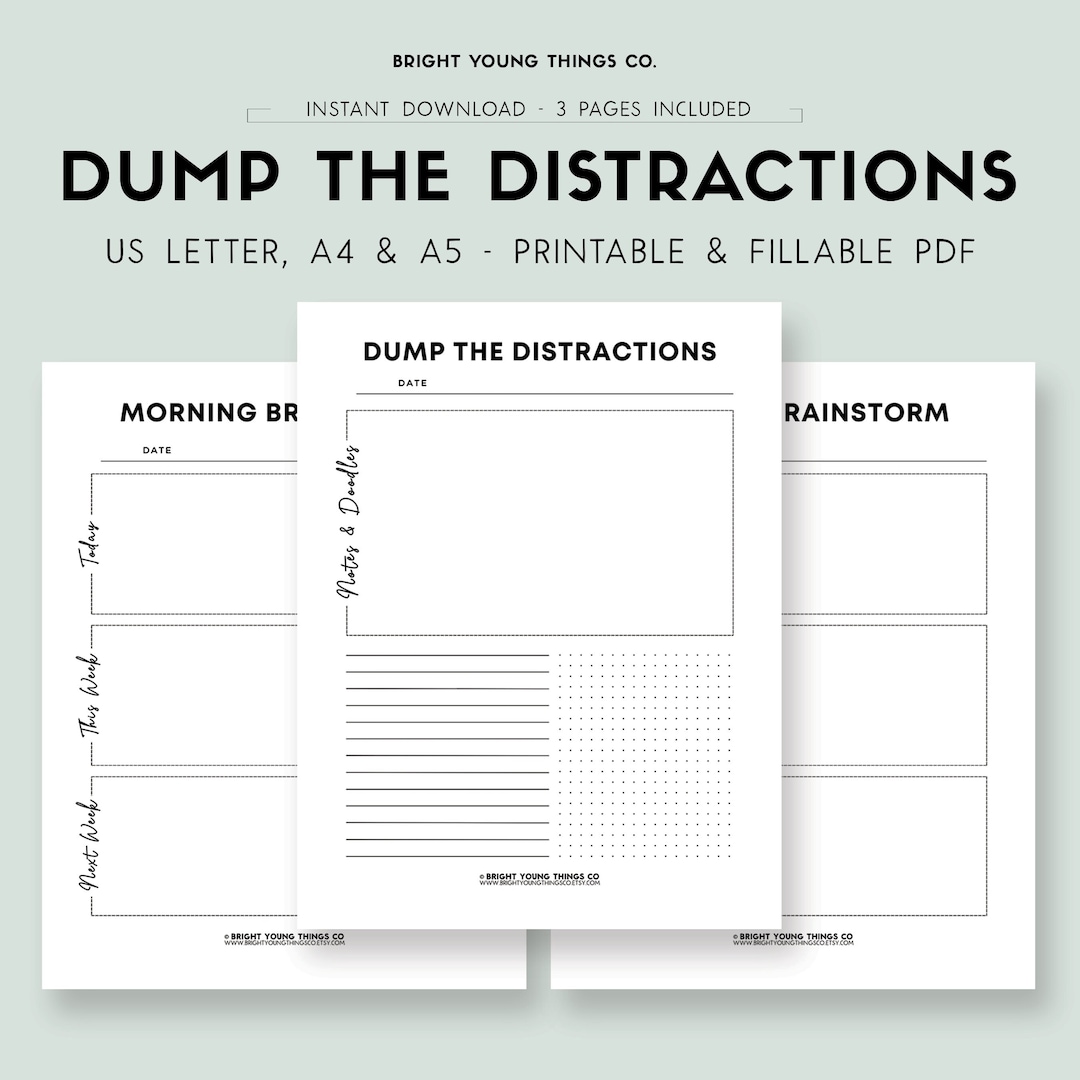 Productivity Worksheet Printable, Dump the Distractions Worksheet ...