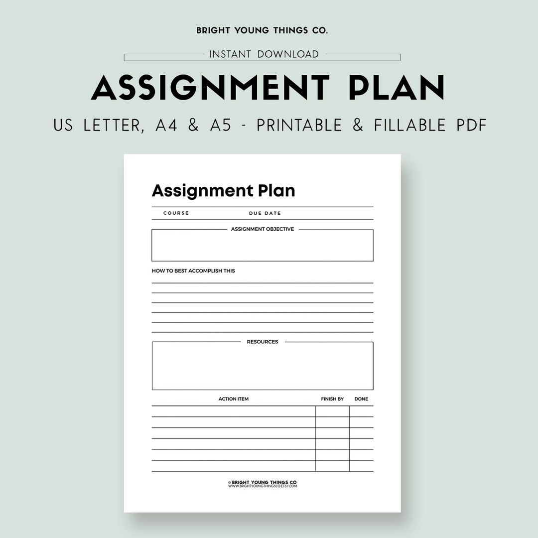 Student Assignment Planner, Printable Assignment Planner Worksheet ...