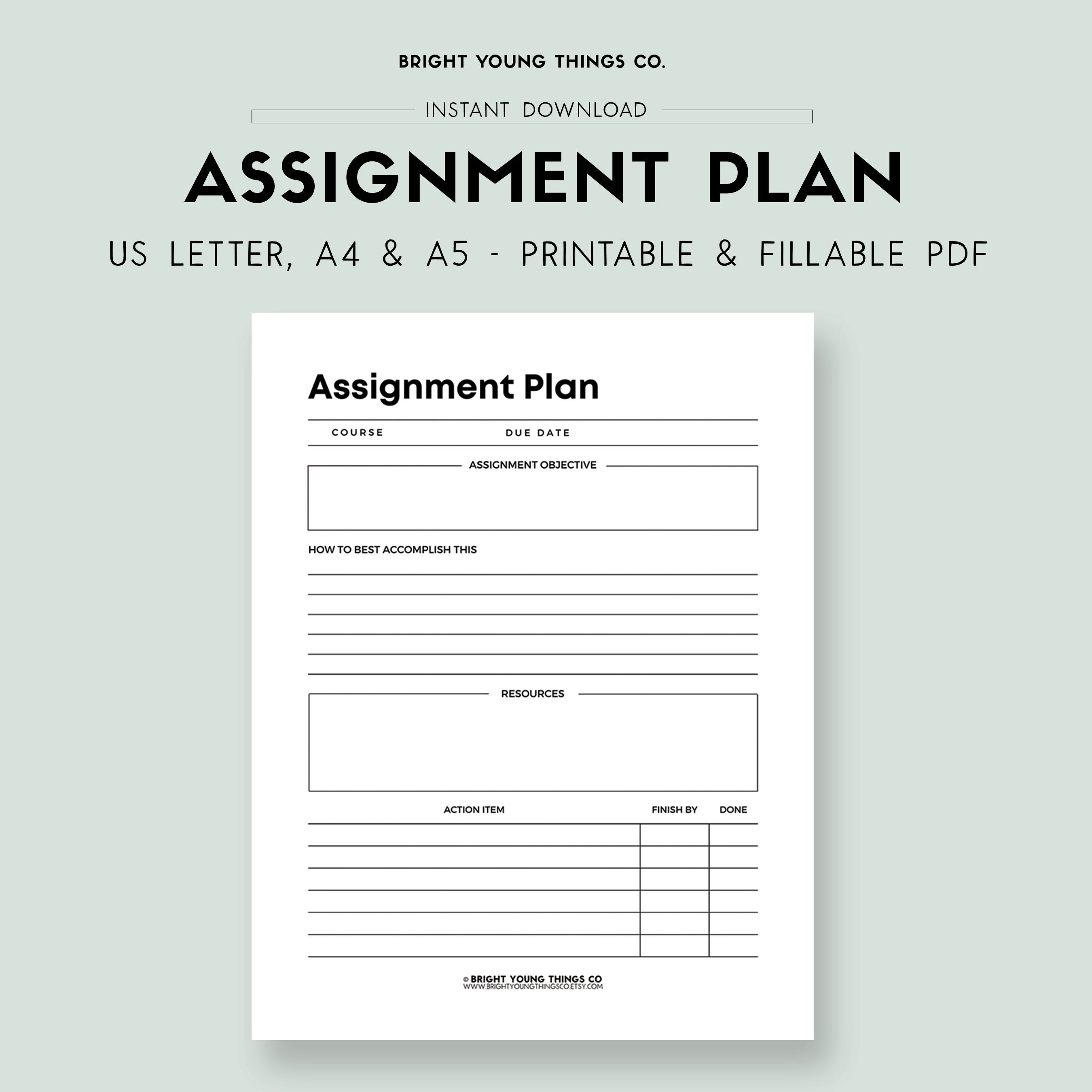 Student Assignment Planner, Printable Assignment Planner Worksheet ...