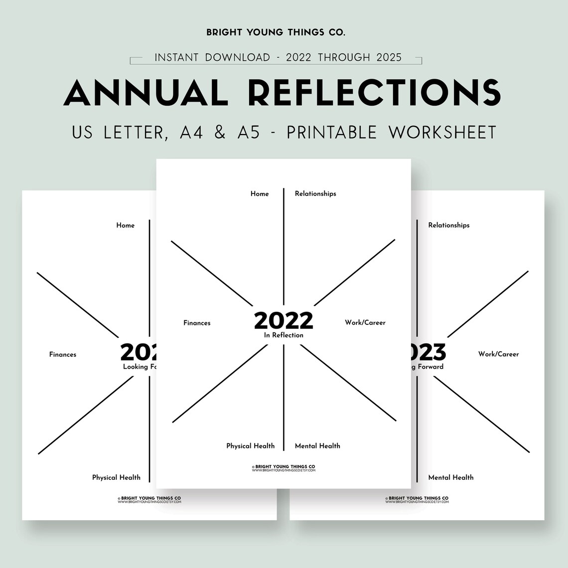 Annual Reflections Printable, Yearly Self-reflection Printable PDF, Self Reflection Journal Page ...
