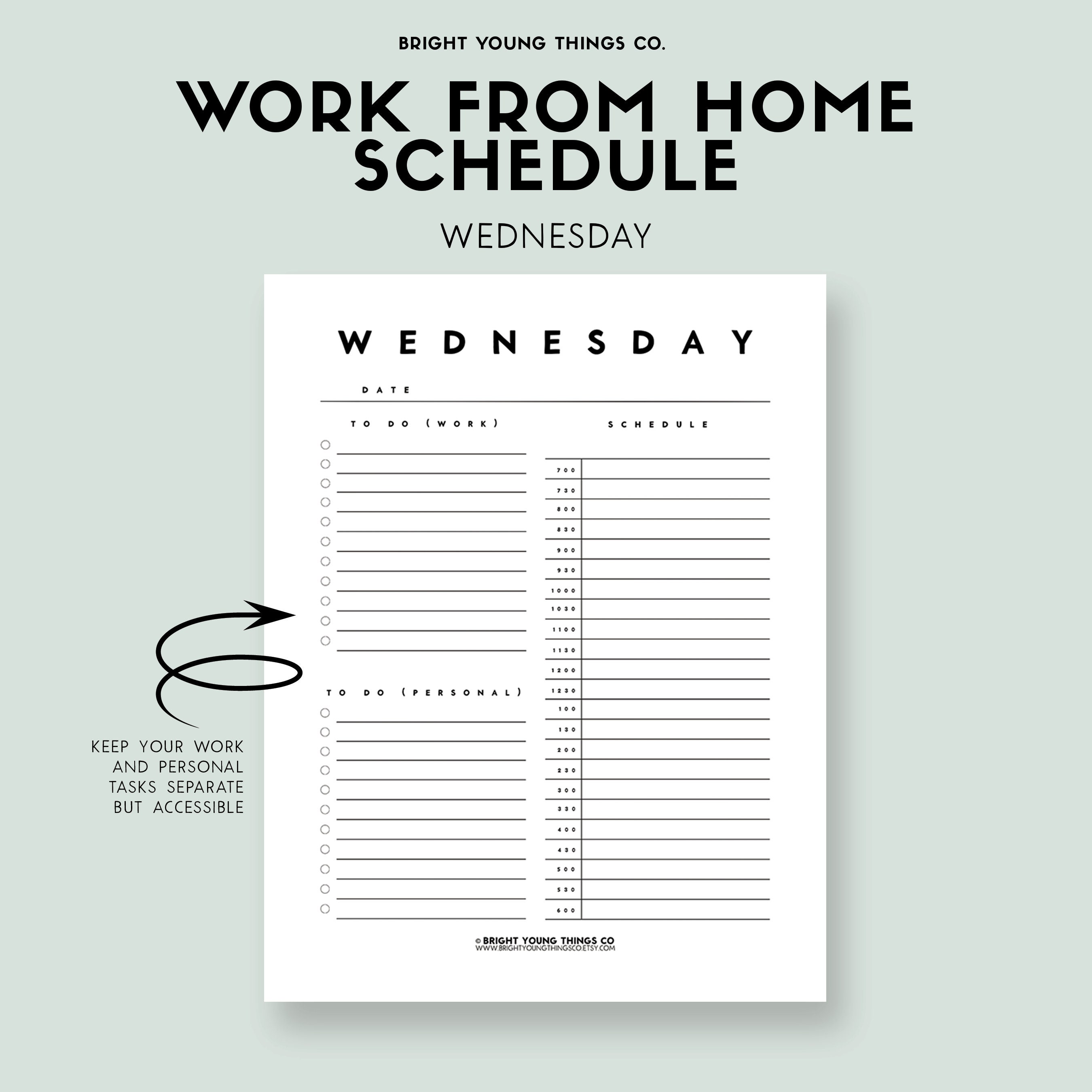 Work From Home Planner Printable, Personal Daily Planner, Productivity ...