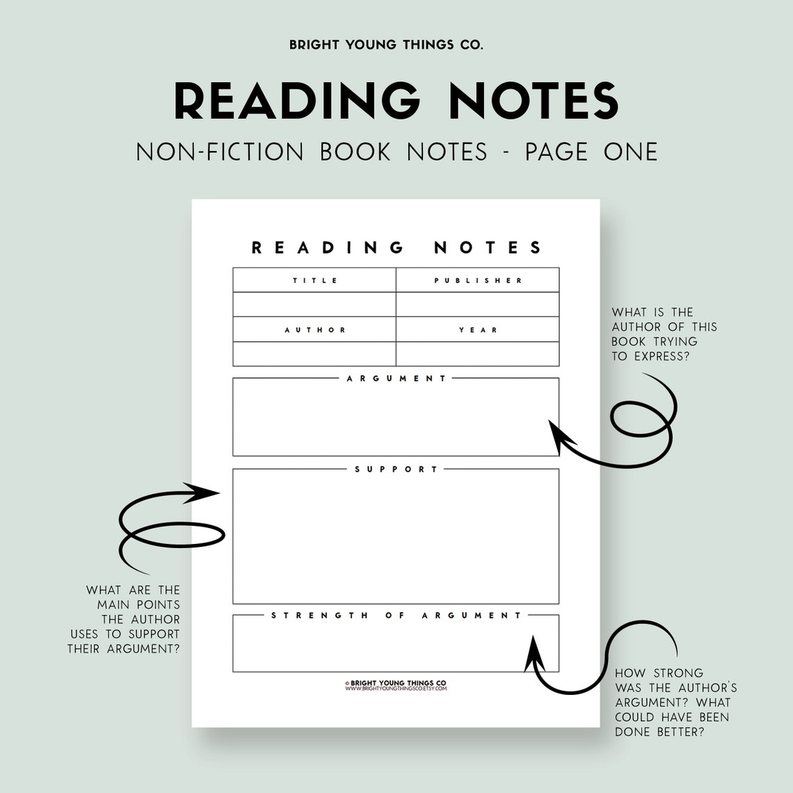 Reading Notes Template, Book Notes Printable, Reading Log Printable ...